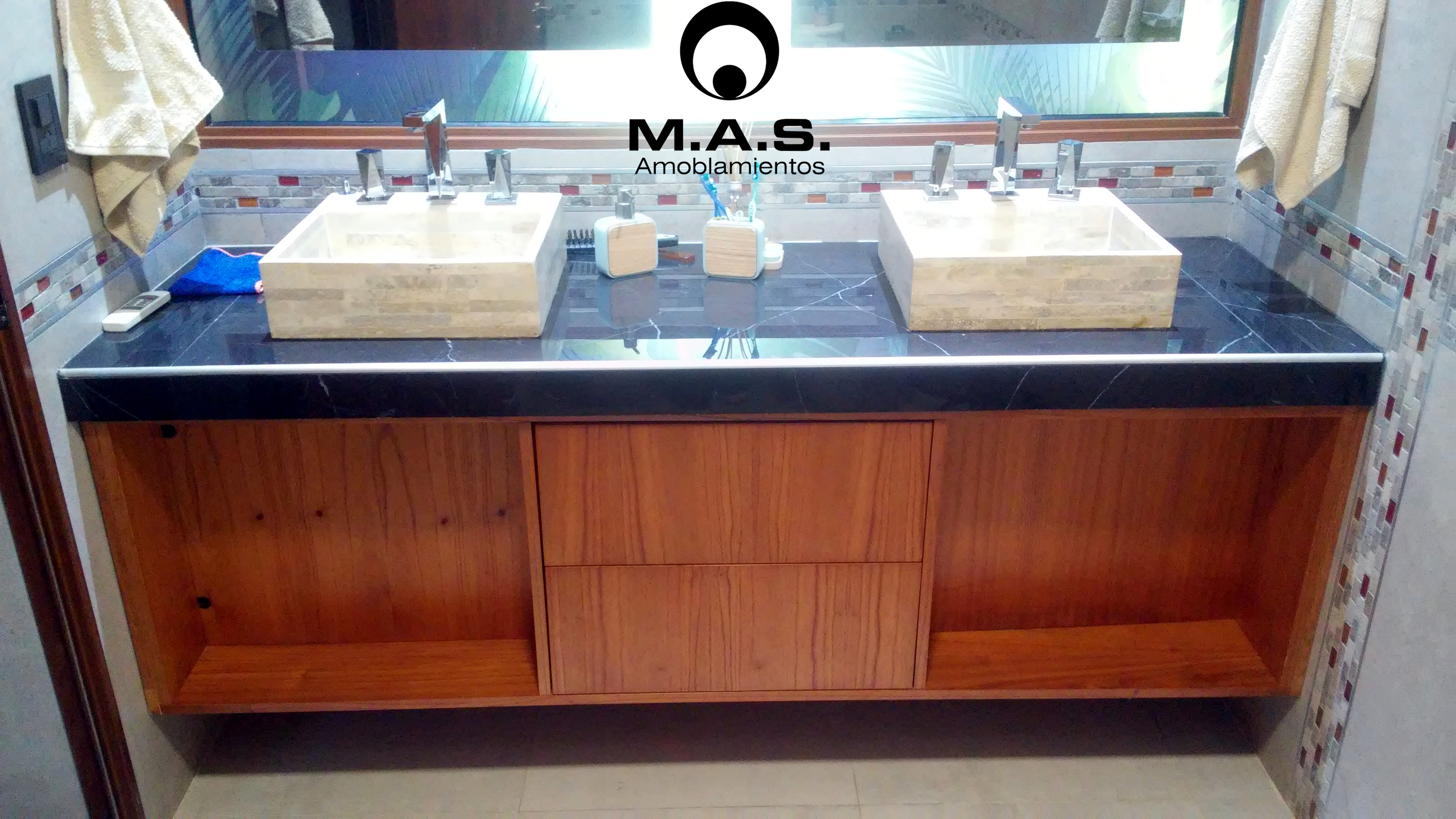 Vanitory con Bacha de apoyo + Espejo - masamoblamientos.com.ar